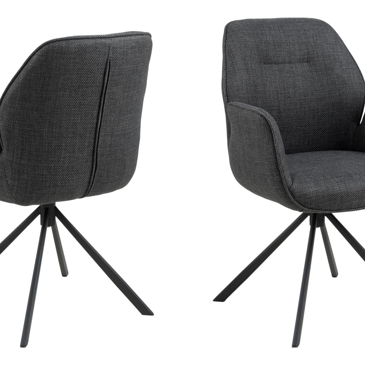 Boston Spisebordsstol m. armlæn og drej, Grå stof – Botrendy