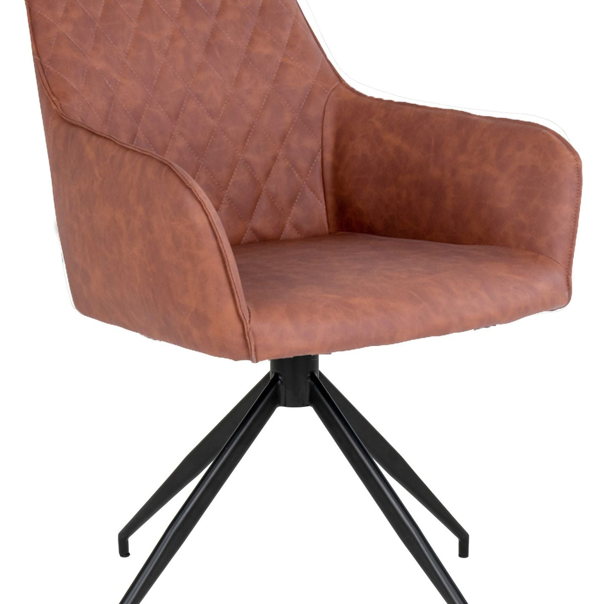 Harbo Spisebordsstol m. drejefod, Brunt Kunstlæder - UNOLIVING.COM – Botrendy