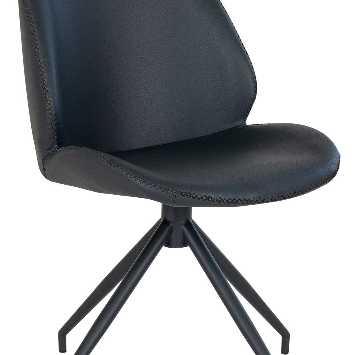 Monte Spisebordsstol m. drejefod, Sort PU-læder – Botrendy