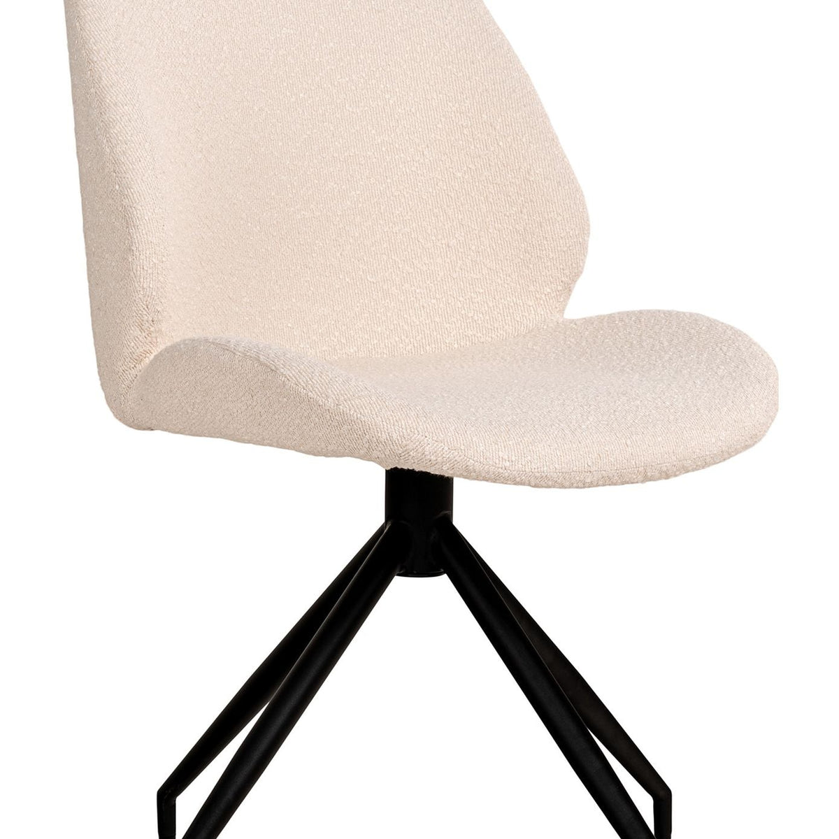 Monte Spisebordsstol m. sorte ben, Bouclé m. drejefod, Hvid – Botrendy