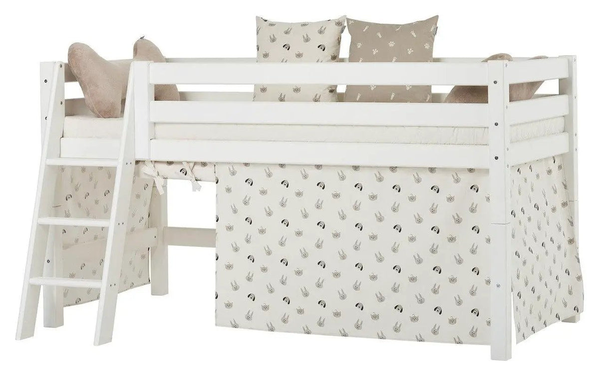 ECO Luxury Halvhøj seng m. stige og forhæng 90x200, Hvid - UNOLIVING ...
