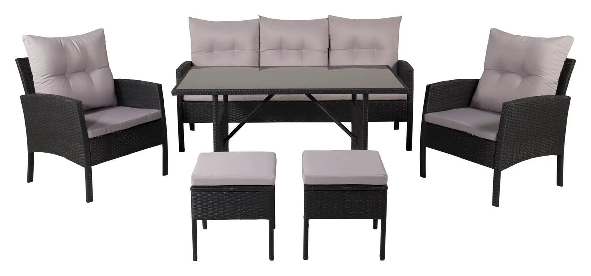 Knock Loungesæt, Sort flet m. grå hynder - UNOLIVING – Botrendy